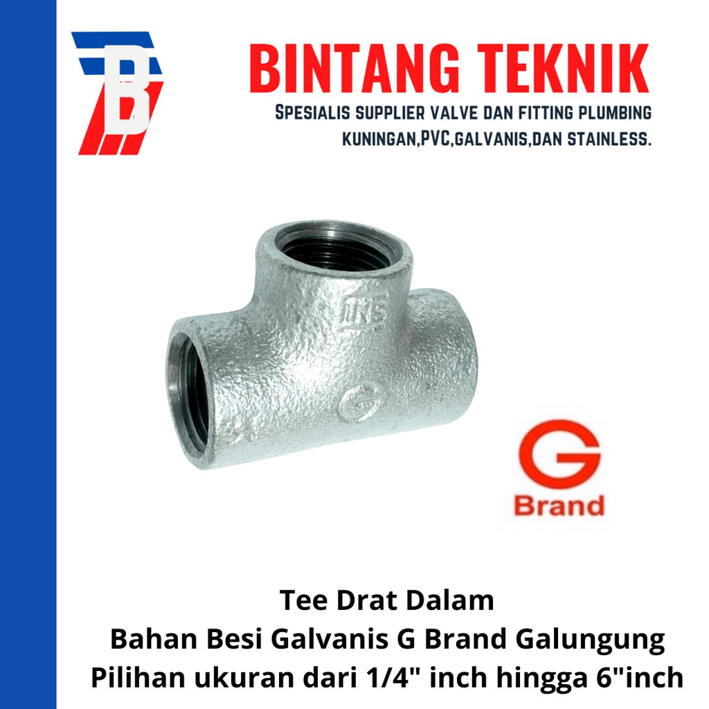 Jual Tee Besi Galvanis 3" inch G Brand Galungung | Shopee Indonesia