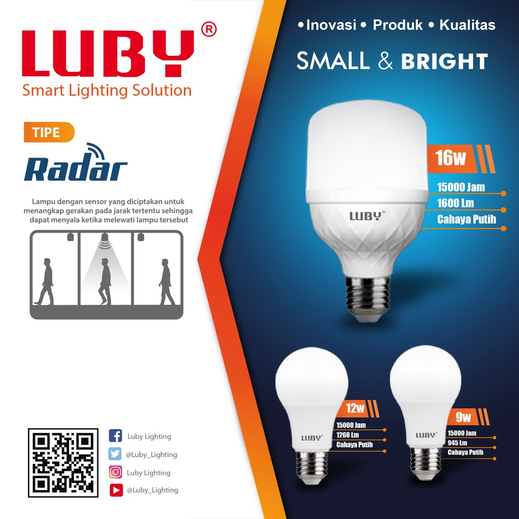 Jual Luby Radar Lampu LED Sensor Gerak / Motion Sensor 16 Watt - Cahaya ...