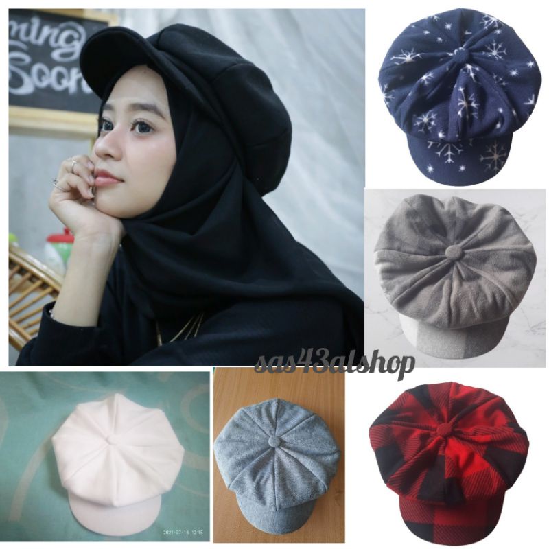 Jual topi pet apolo wanita dewasa topi korea topi baret | Shopee Indonesia