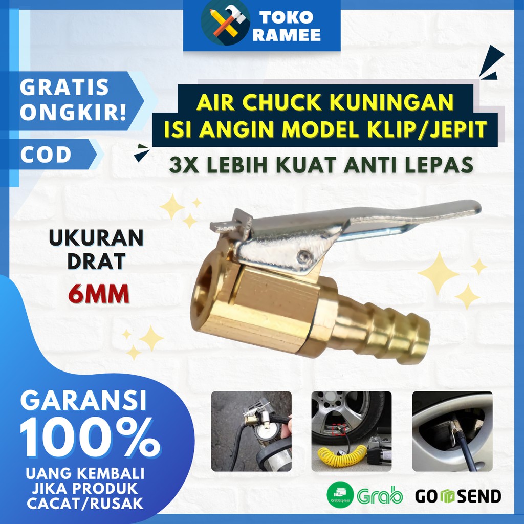 Jual Kepala Isi Angin Ban Nepel Kuningan Asli - Model Jepit Air Chuck ...