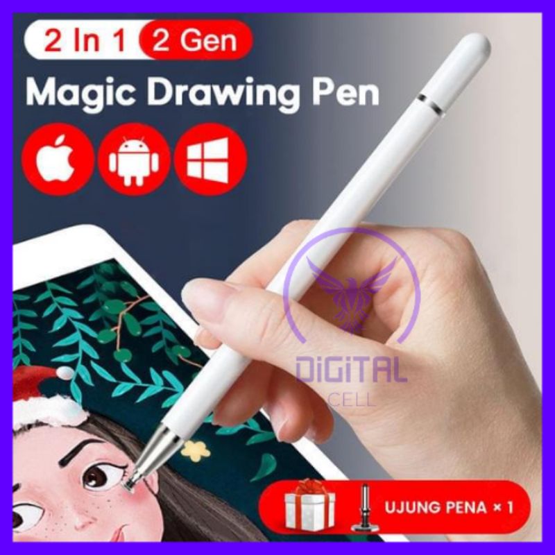 Jual STYLUS PEN 2 IN 1 PENCIL CAPACITIVE TOUCH SCREEN PEN UNIVERSAL ...