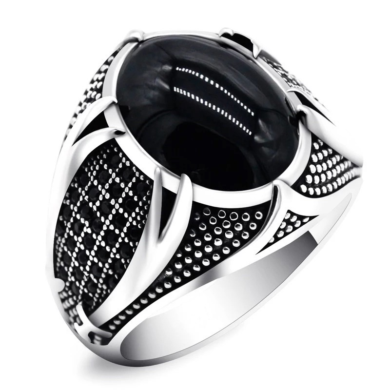 Jual Cincin Batu Akik Black Onix Agate Hitam Pekat Elegan Berkelas ...