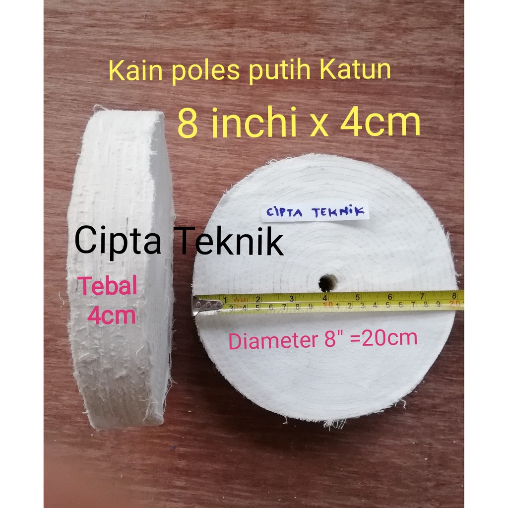Jual Kain Poles Katun 8 inchi x 4 cm Roda Buffing 8inchi Tebal 4cm ...