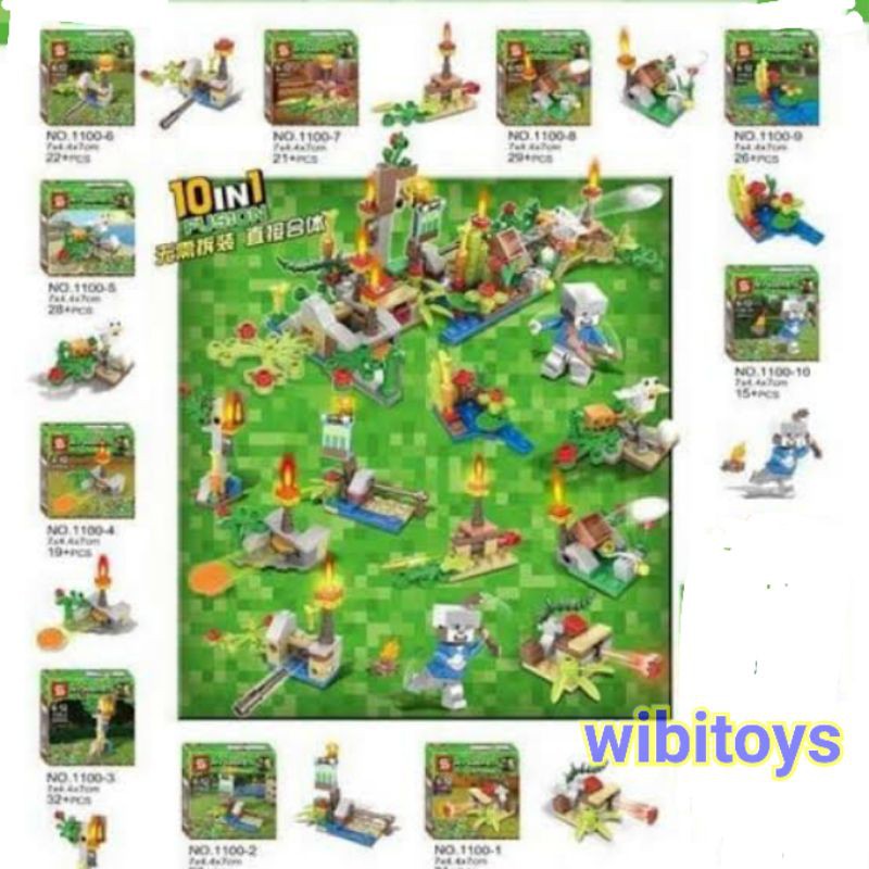 Jual Mainan Minecraft 10 in 1 My World Mini figure Brick Mine Craft SY ...
