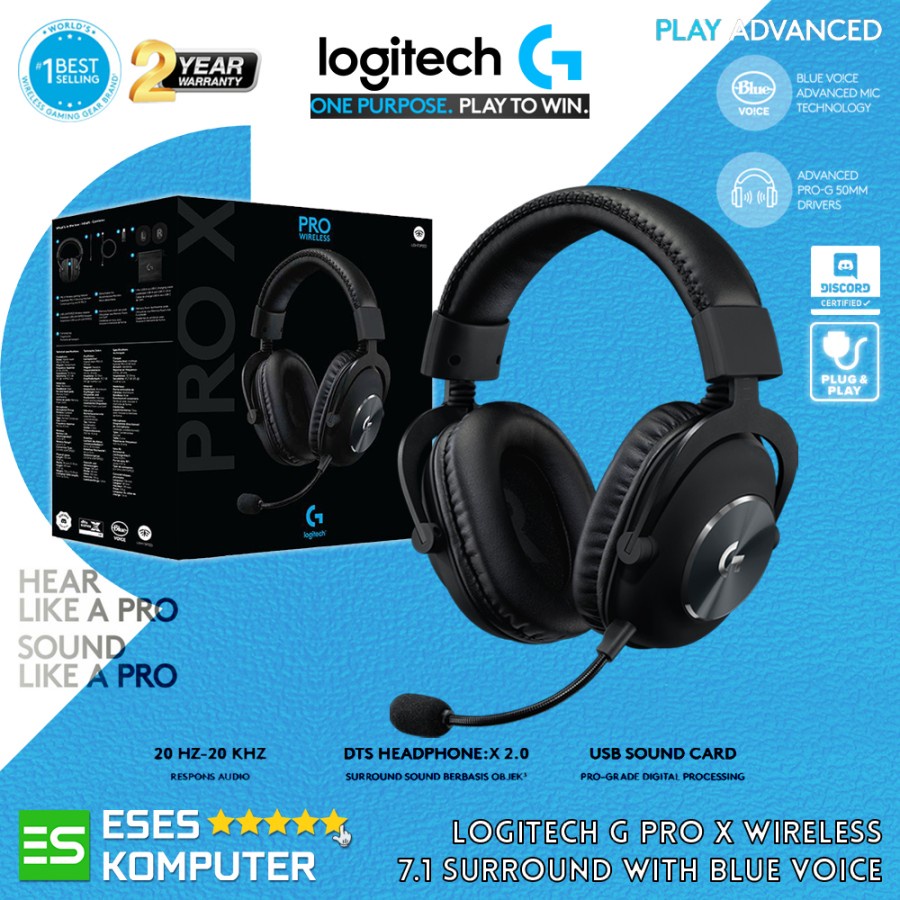 Jual Headset Logitech G PRO X Wireless Blue Voice 7.1 | Headset Gaming ...