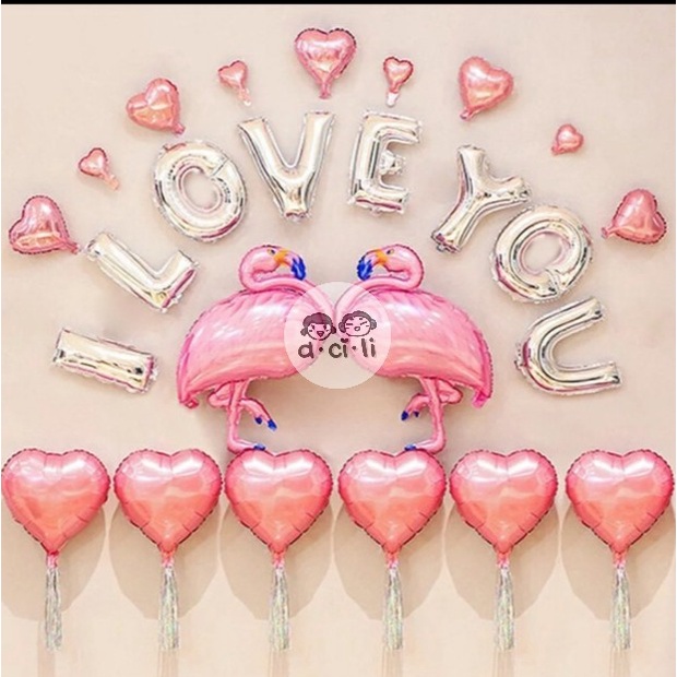 Jual Paket Dekorasi Valentine / Balon Hiasan Proposal Flamingo Tema I ...