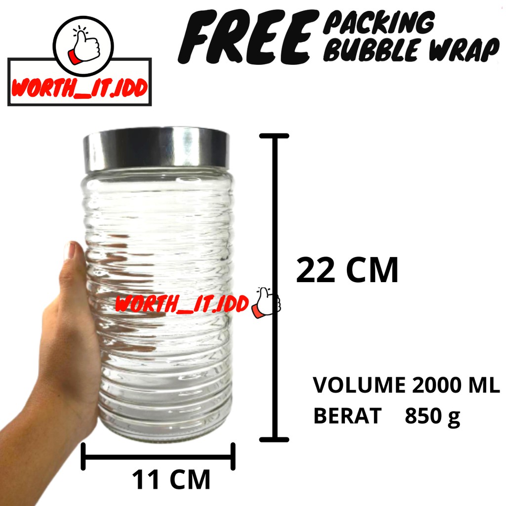 Jual TOPLES KACA 2 LITER TABUNG TEMPAT PENYIMPANAN MAKANAN MINUMAN ...