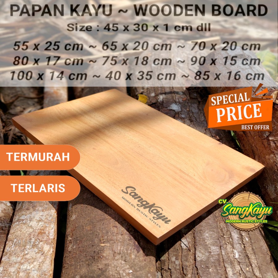 Jual SangKayu Wooden Board Scrap 45x30x1 cm Papan Kayu Wood Tray Nampan ...