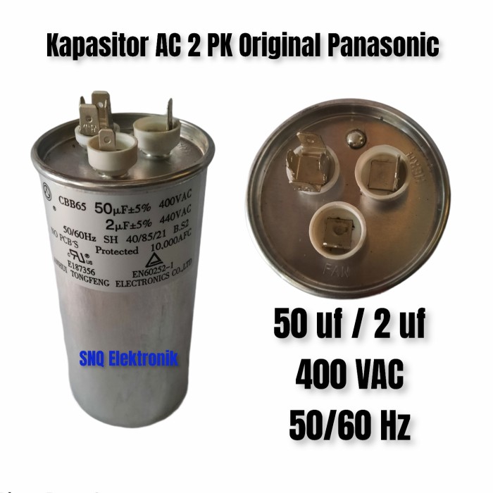 Jual Kapasitor AC 2 PK Original Panasonic 50+2 uf / Capasitor AC Ori 2 ...