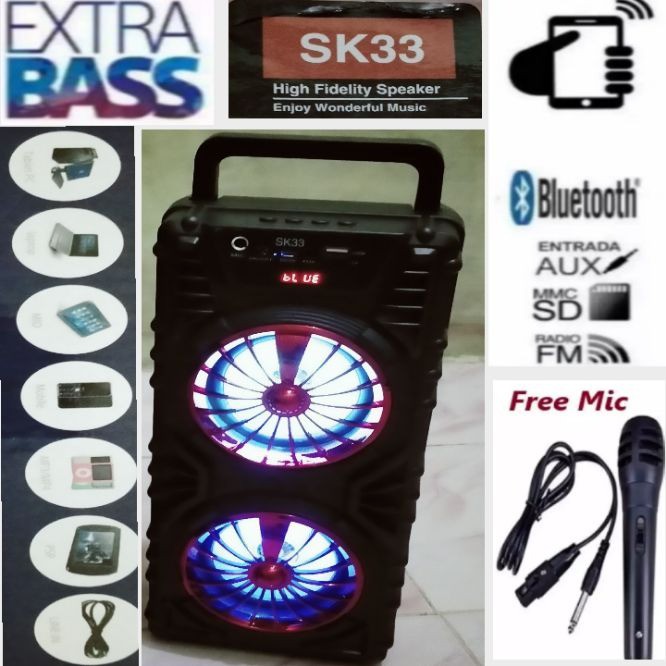 Jual SPEAKER KARAOKE BLUETOOTH SK33 PLUS MIC KARAOKE SK 33 BR | Shopee Indonesia