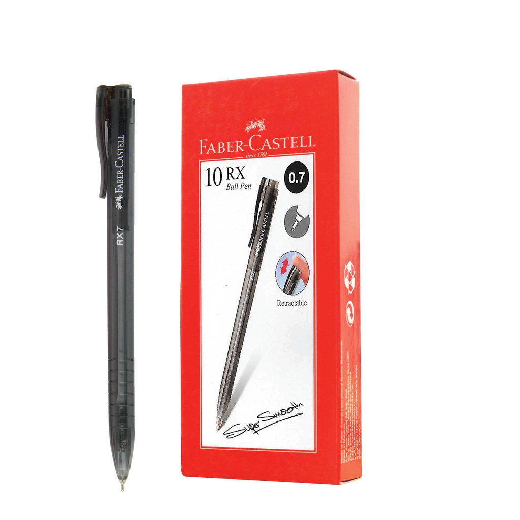 Jual Ballpoint Faber-Castell RX 0.7 mm tinta hitam-Box isi 10 pcs ...