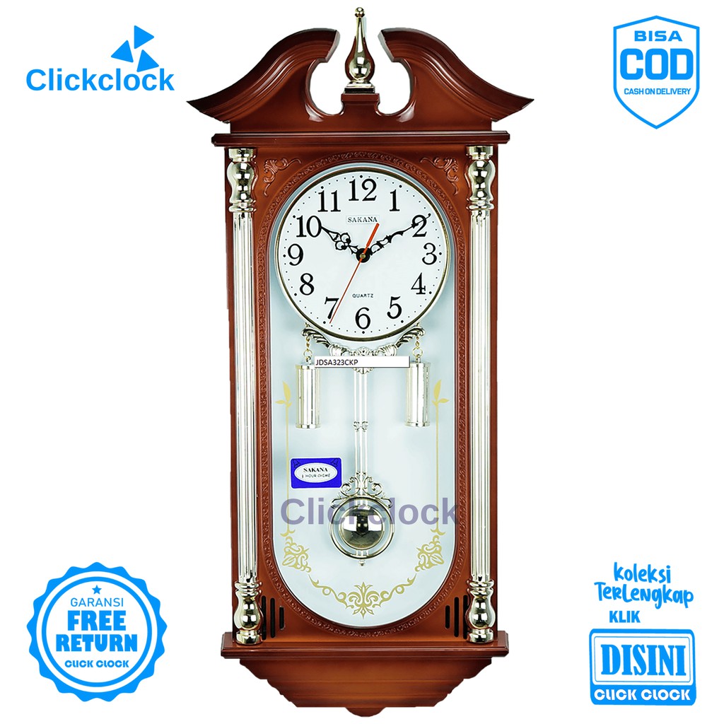 Jual Jam Dinding Bell Minimalis Maroon Gold Maroon Putih Sakana 323 ...