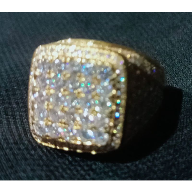 Jual cicin model stempel pria emas 18k mix perak diamond meisonet GRA ...
