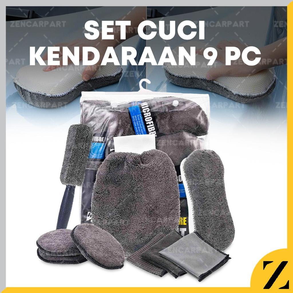 Jual Set Cuci Mobil Motor isi 9 Pc Car Wash Microfiber Kit Kain Lap ...