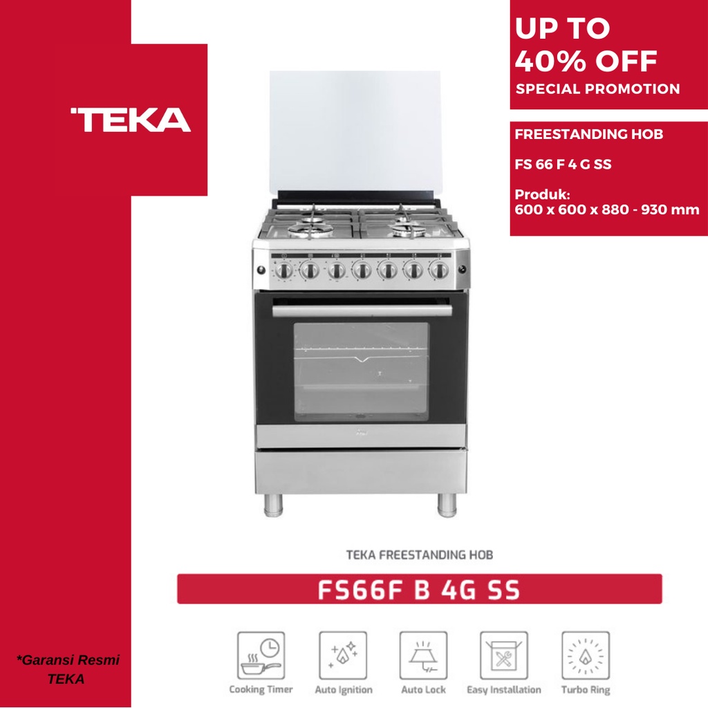 Jual Kompor Freestanding Teka FS66F 4G SS / Freestanding Cooker Teka ...