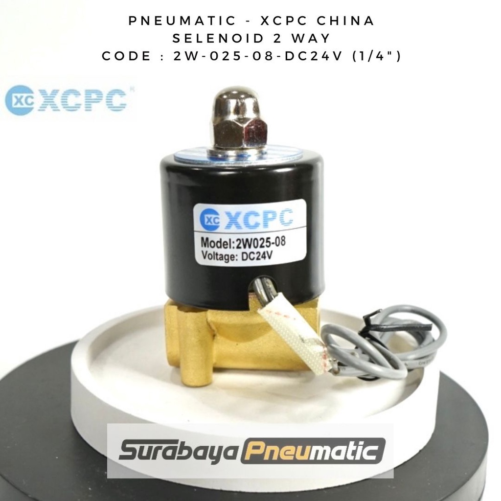 Jual Solenoid Valve 2 way - 2W-025-08-DC24V (Drat 1/4" ) - XCPC Pneumatic | Shopee Indonesia