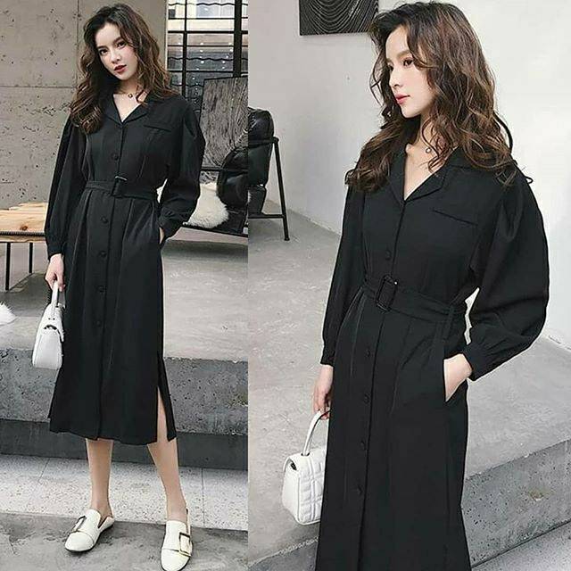 Jual Midi Dress (Hitam) | Shopee Indonesia