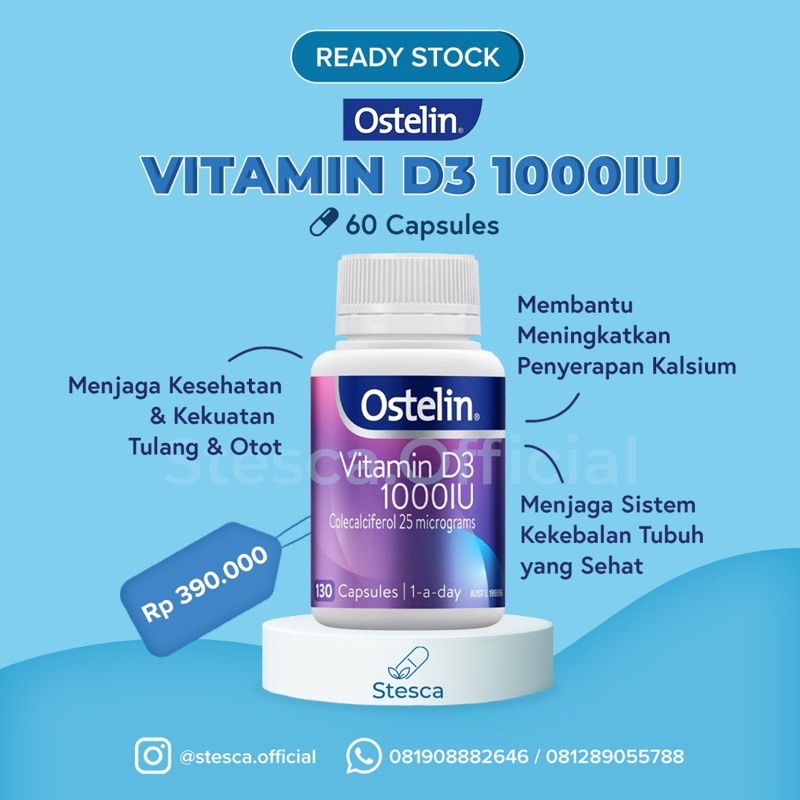 Jual ostelin vitamin D3 1000 IU 60 capsules | Shopee Indonesia