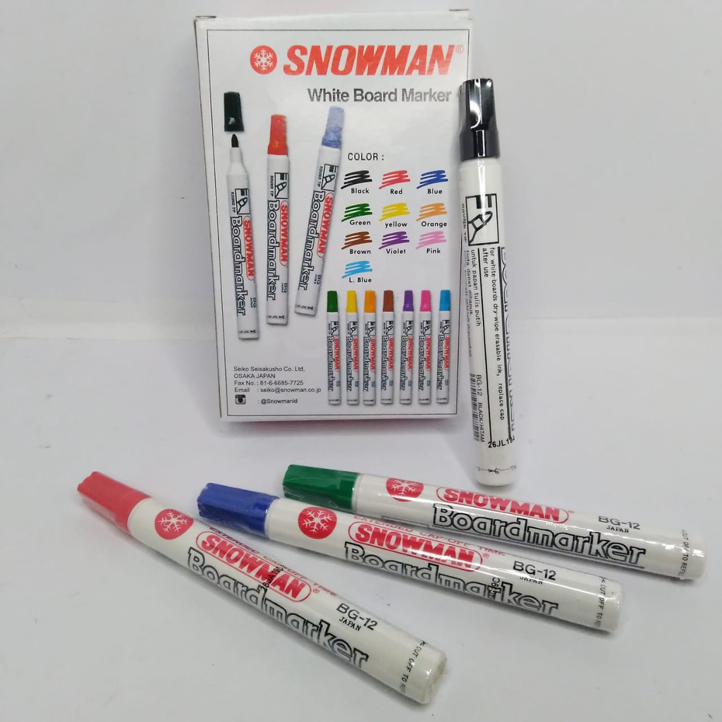 Jual SPIDOL SNOWMAN Whiteboard BG-12 HITAM BIRU MERAH HIJAU OREN ...