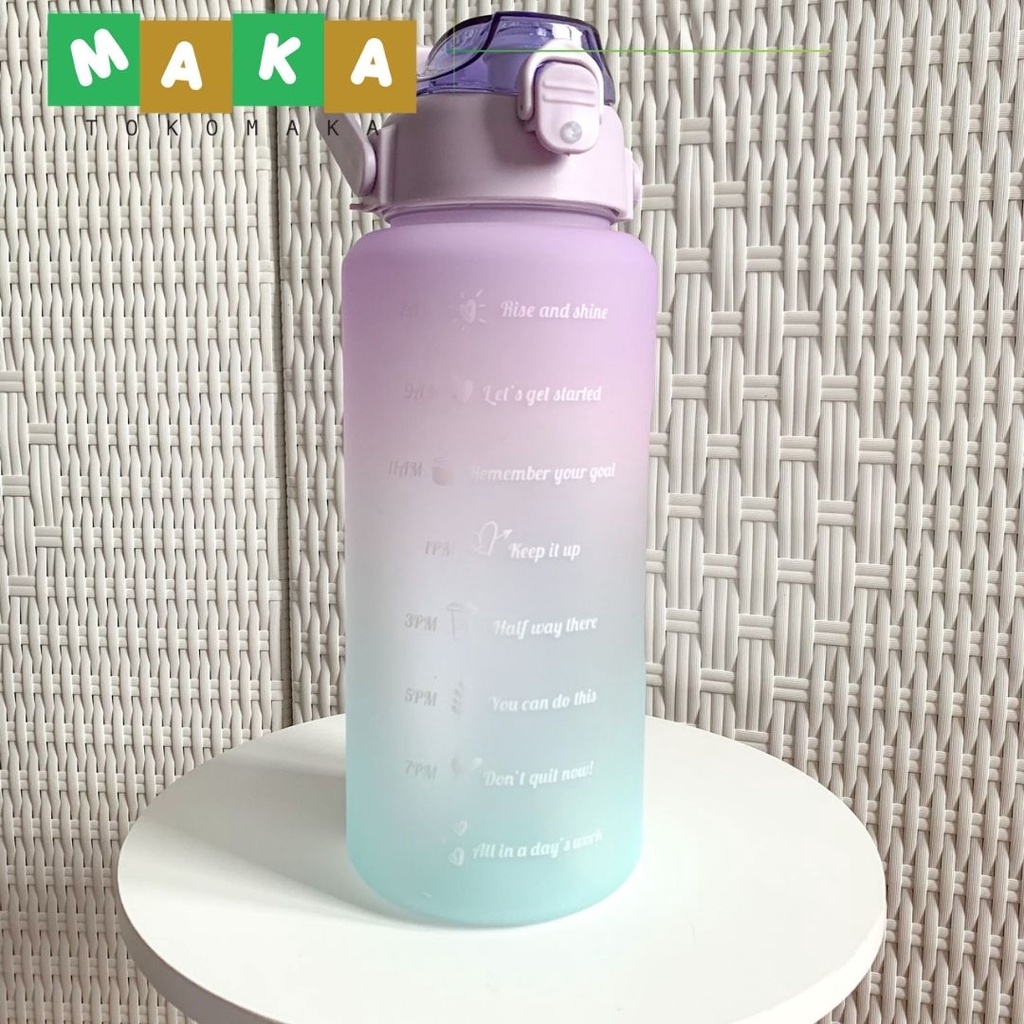 Jual Botol minum motivasi 2 liter pastel ombre stiker botol penanda ...