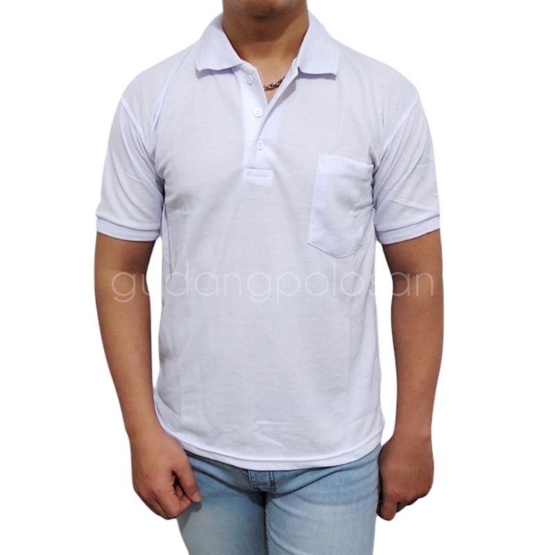 Jual GP Polo Shirt/Kaos Polo/Kaos Kerah Lengan Pendek Putih Polos ...