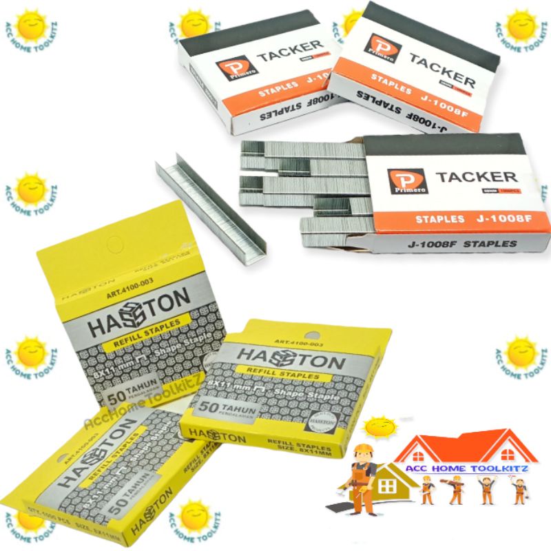 Jual Isi Staples / Staple gun HASSTON PROHEX 8MM X 11MM Isi 1000ps ...