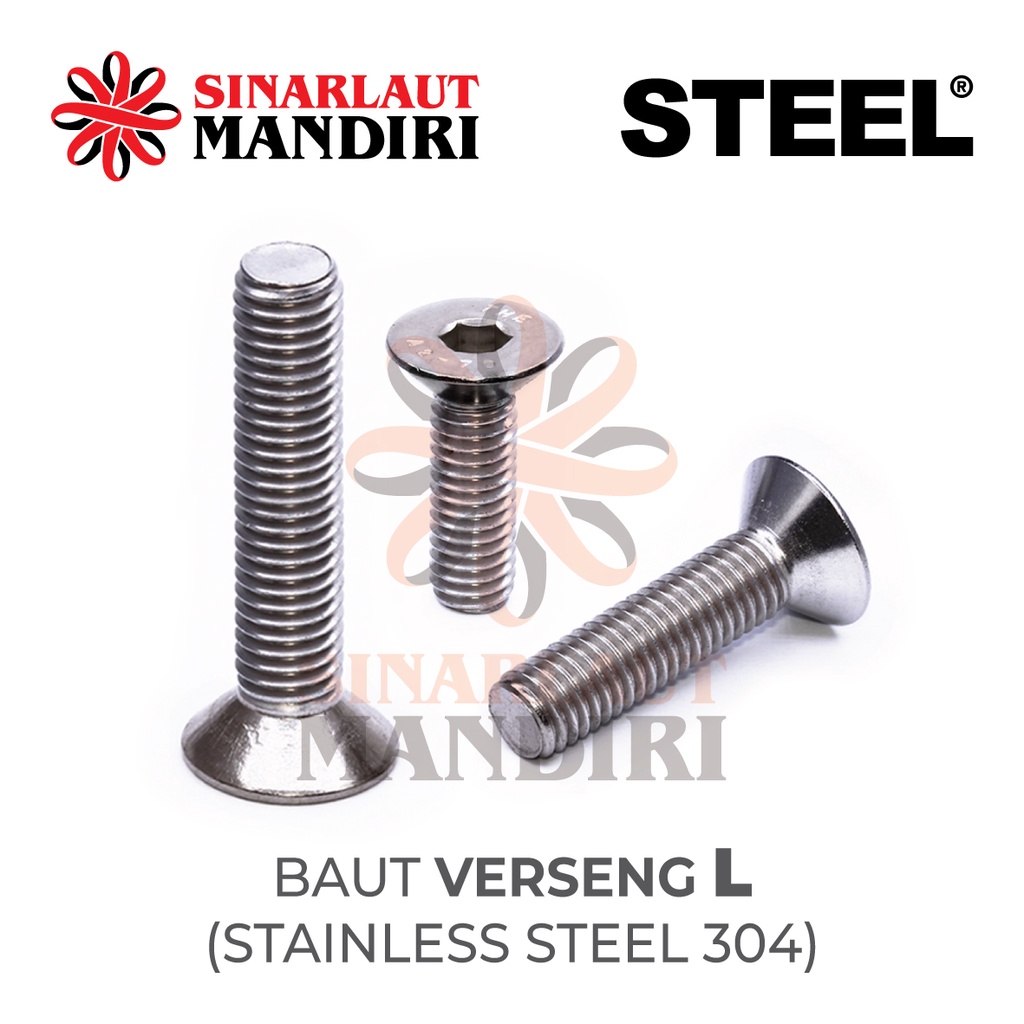 Jual Baut Verseng L SS 304 / JFL / Hex Socket Countersunk Bolt M 16 x 50 | Shopee Indonesia