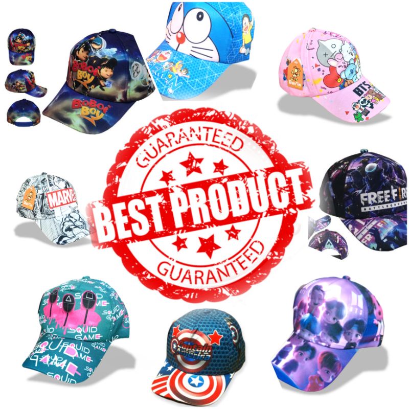 Jual Topi anak full print freefire/bts/bt21/pony/pubg untuk usia 4-6 ...