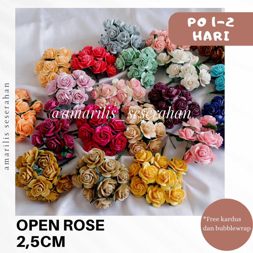 Jual 180. Mulberry Paper Flower Bunga Kertas Scrapbook Mahar Open Rose ...