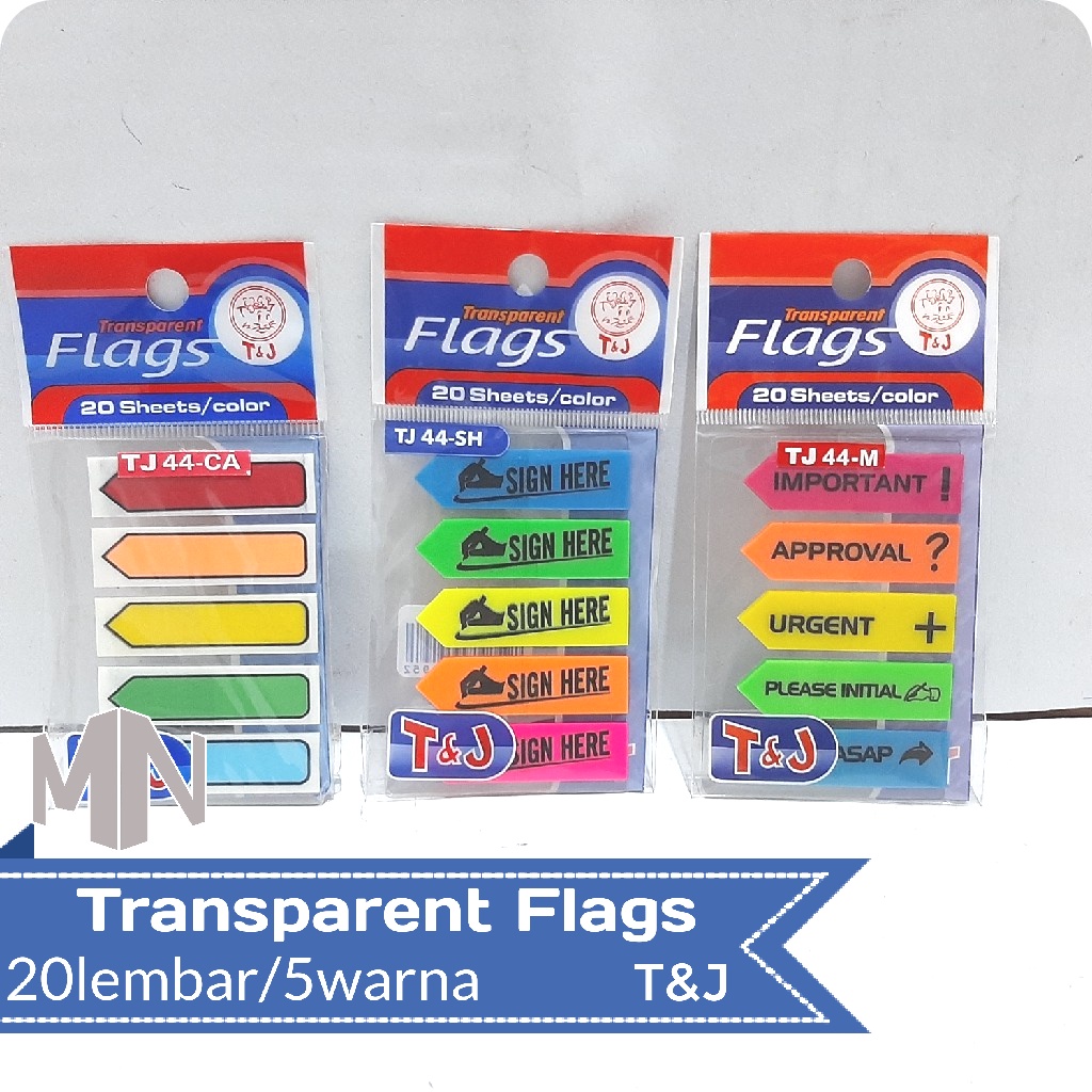 Jual Transparent Flags Sticky Notes 5 Warna T&J | Shopee Indonesia
