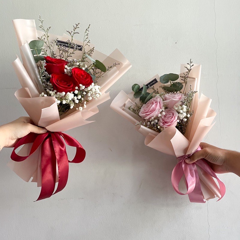 Jual Bunga Graduation / 3 Rose Bouquet / Bunga Wisuda / Simple Bouquet ...