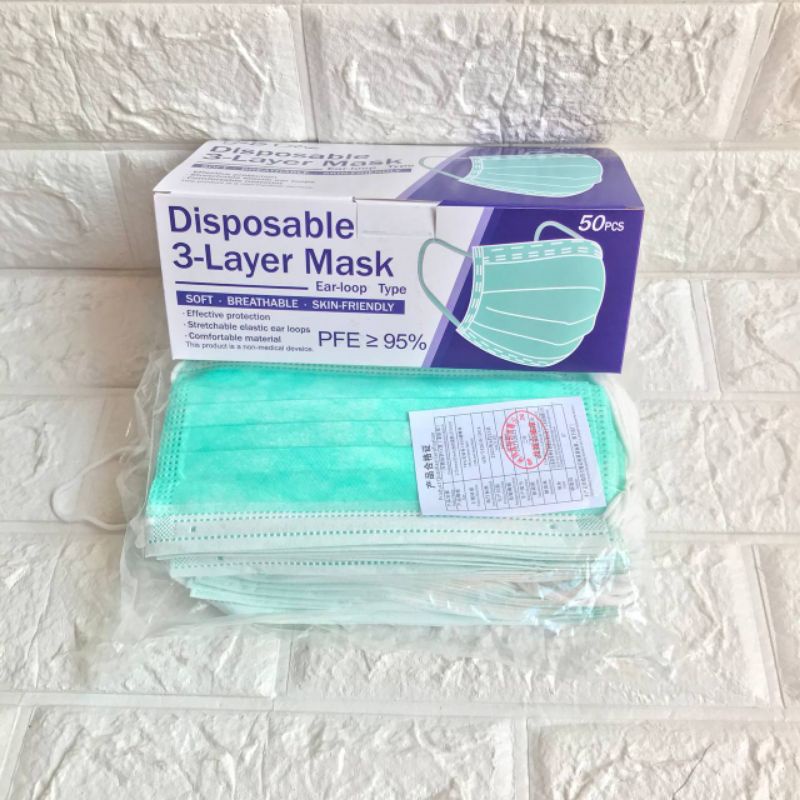 Jual MASKER EARLOOP HIJAU MERK DISPO 1 BOX ISI 50 PCS | Shopee Indonesia