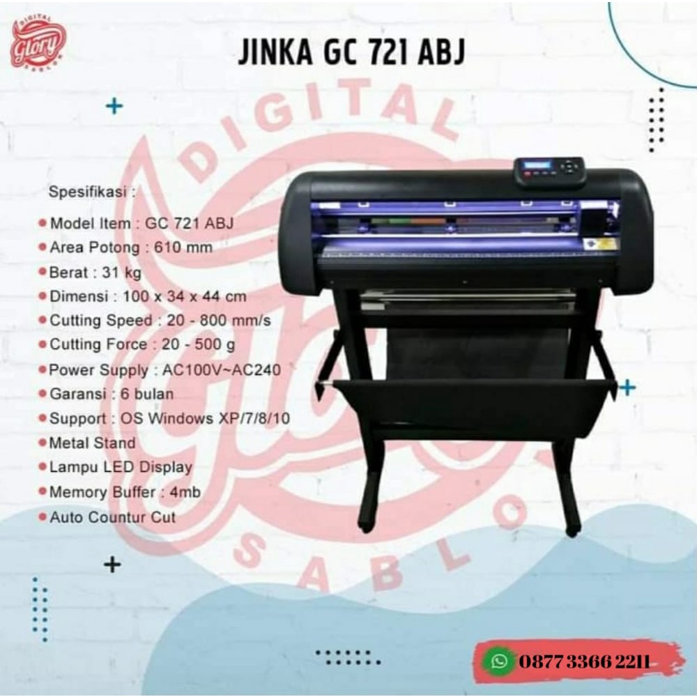 Jual MESIN CUTTING STICKER JINKA GC 721 ABJ COUNTOUR CUT + CORELDRAW ...