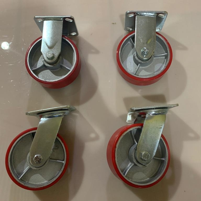 Jual Roda Pu Merah Heavy Duty 5 inch ( 2muter 2mati) | Shopee Indonesia