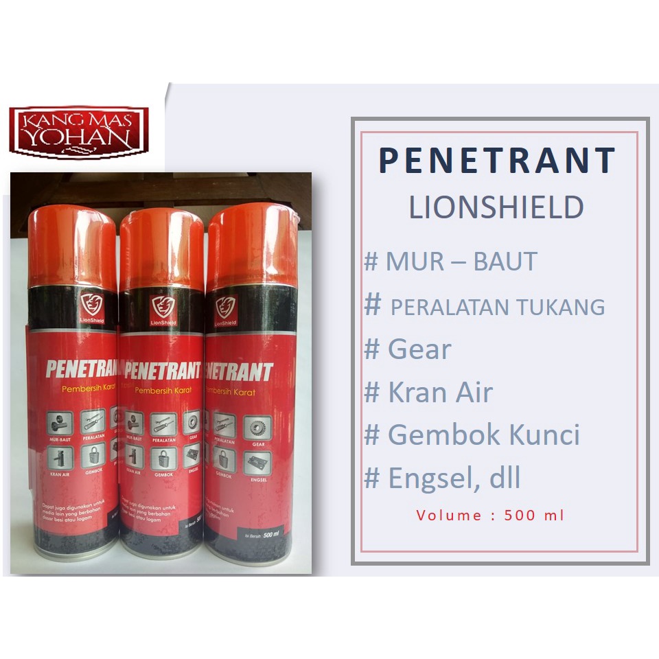 Jual Penetrant Cleaner Pembersih Karat 500ML LionShield Penetrant ...