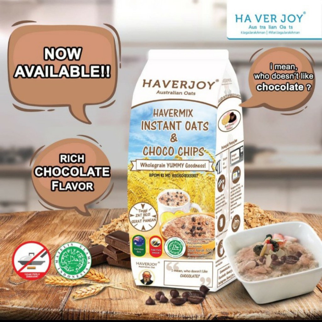 Jual Haverjoy Havermix Instan Oats & Choco Chips 500g | Shopee Indonesia