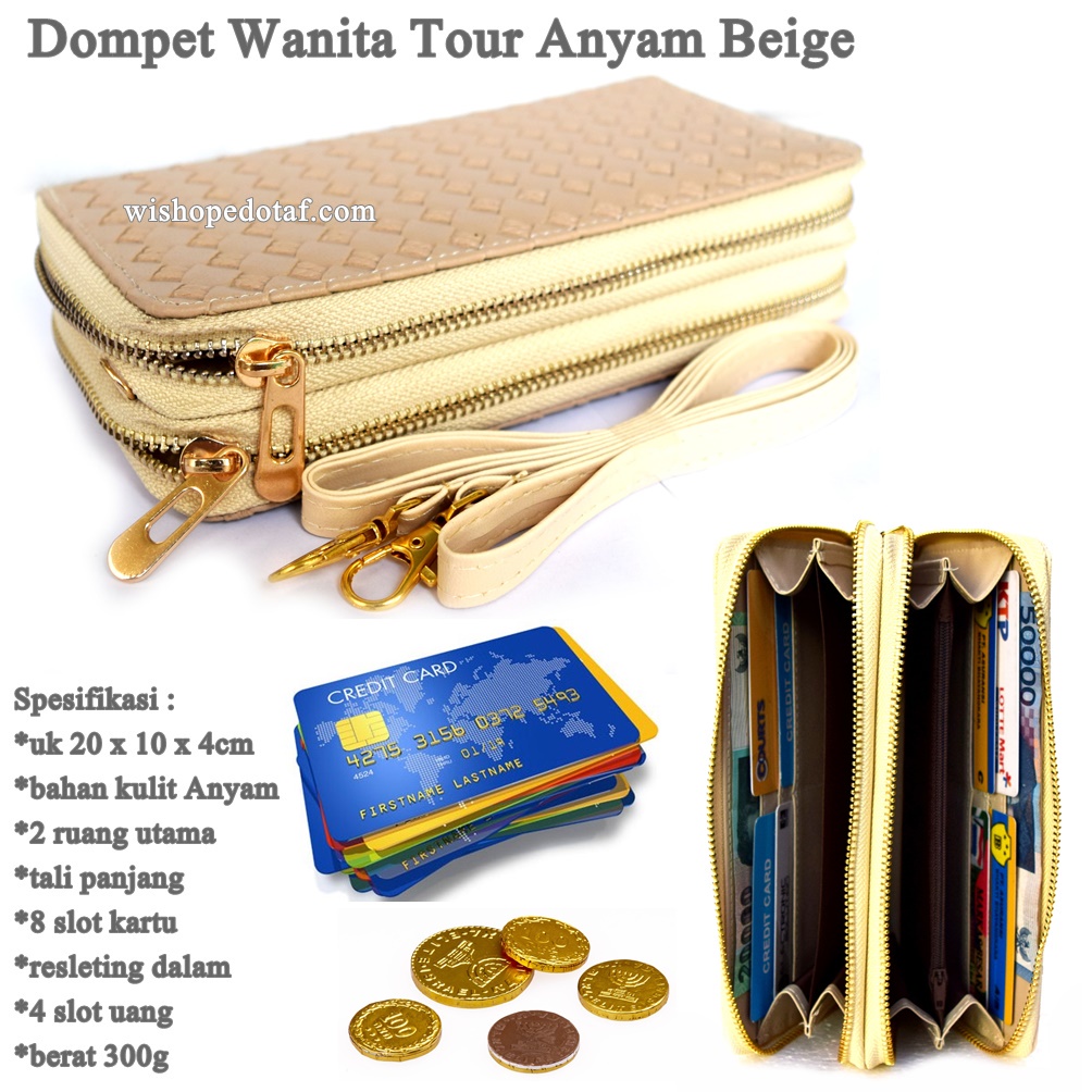 Jual Dompet Dua Ruang Tour Kulit Anyam Selempang | Shopee Indonesia