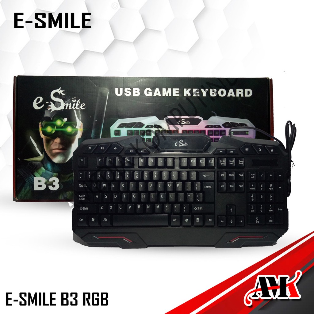 Jual Keyboard Gaming RGB E-Smile B3 / Keyboard Eksternal / B-Smile ...