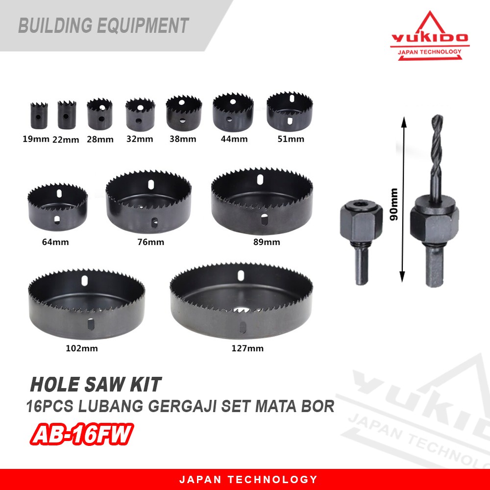 Jual Holesaw Kit Hole Saw Kit Mata Bor Kayu Set Isi 16 Pcs / 127MM HOLESAW KIT 16PCS HOLE SAW ...