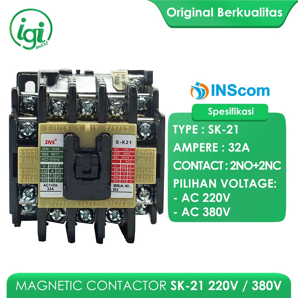 Jual MAGNETIC CONTACTOR SK-21 220V 380V / AC KONTAKTOR SK 21 220VAC 380 ...