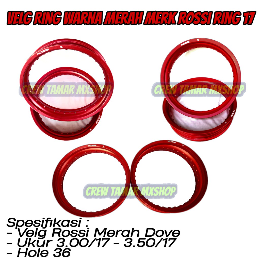 Jual Velg Rossi Warna Merah Dove Ring 17" Velg Rossi Depan Belakang ...