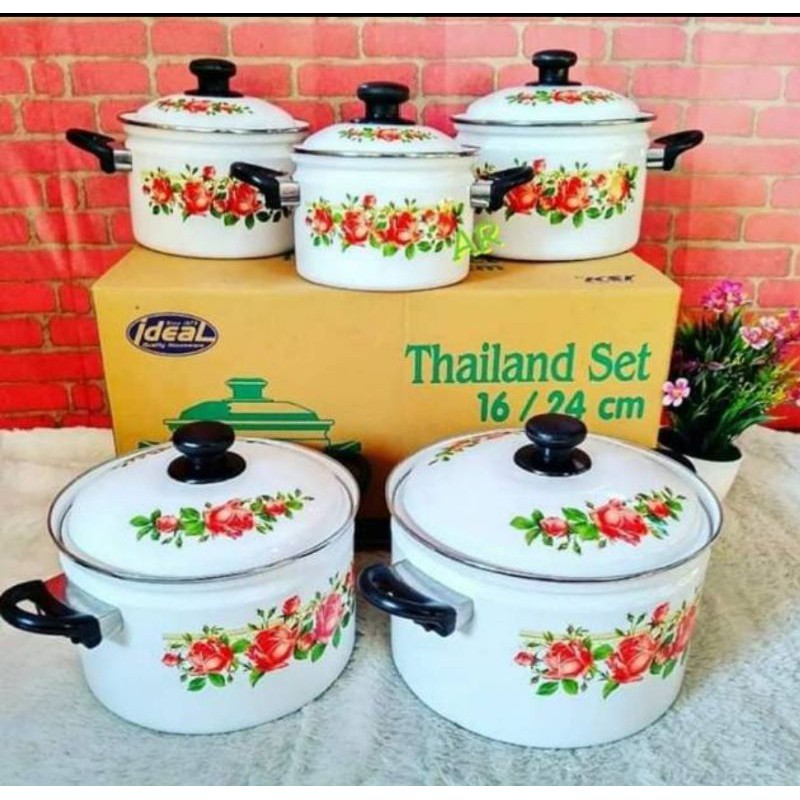 Jual Panci Enamel Ideal Thailand Set 16/24 cm | Shopee Indonesia