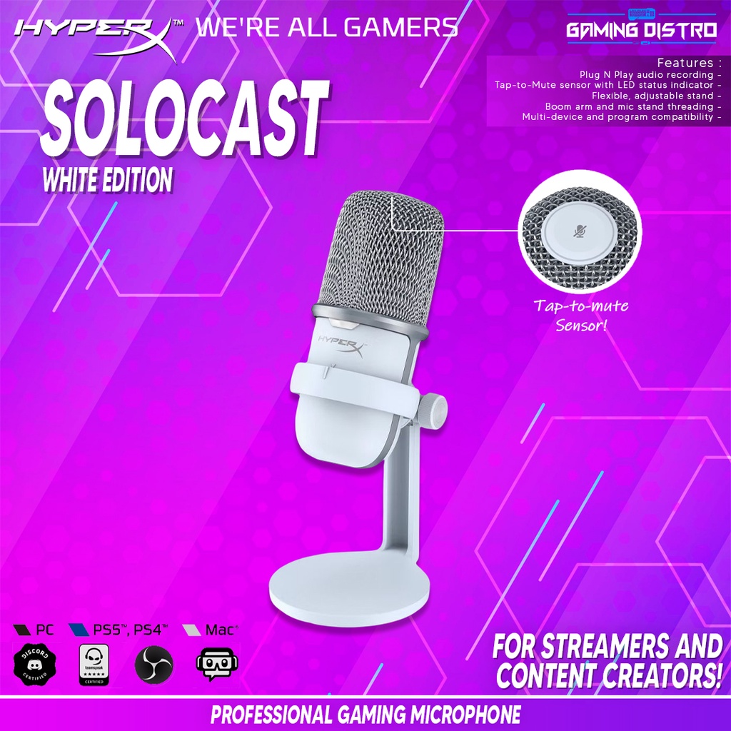 Jual Microphone HyperX SoloCast White Edition - Mikrofon untuk Youtuber Streamer | Shopee Indonesia