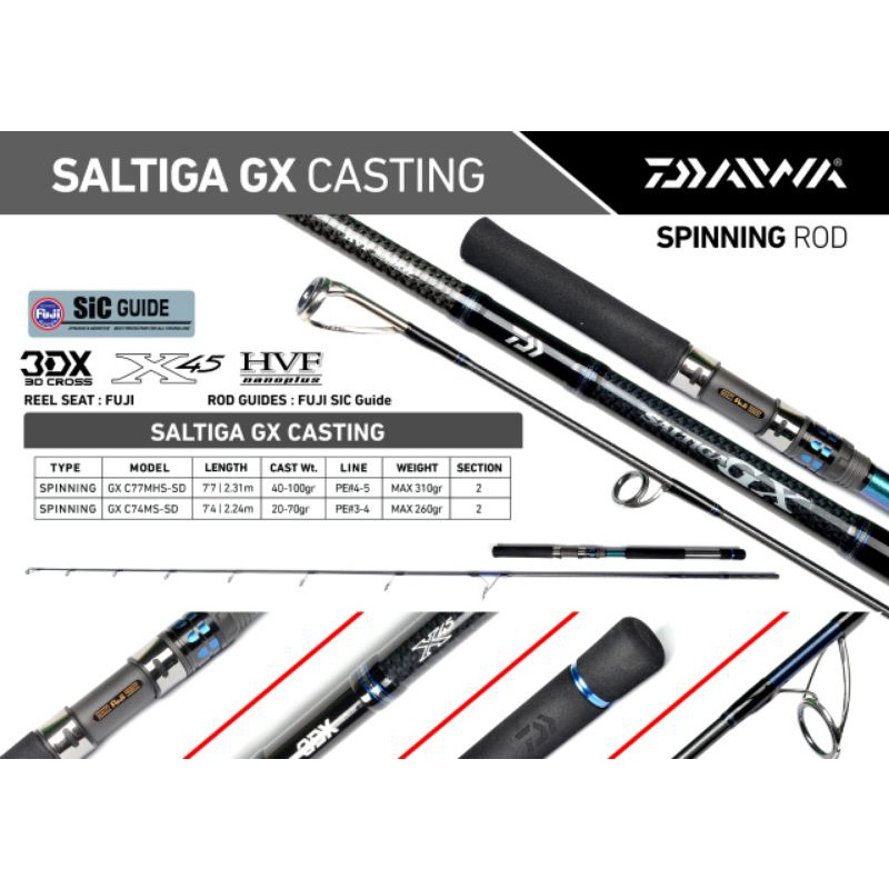 Jual Joran Popping Daiwa Saltiga GX C74MS | SALTIGA GX C77MHS | POPPING ...