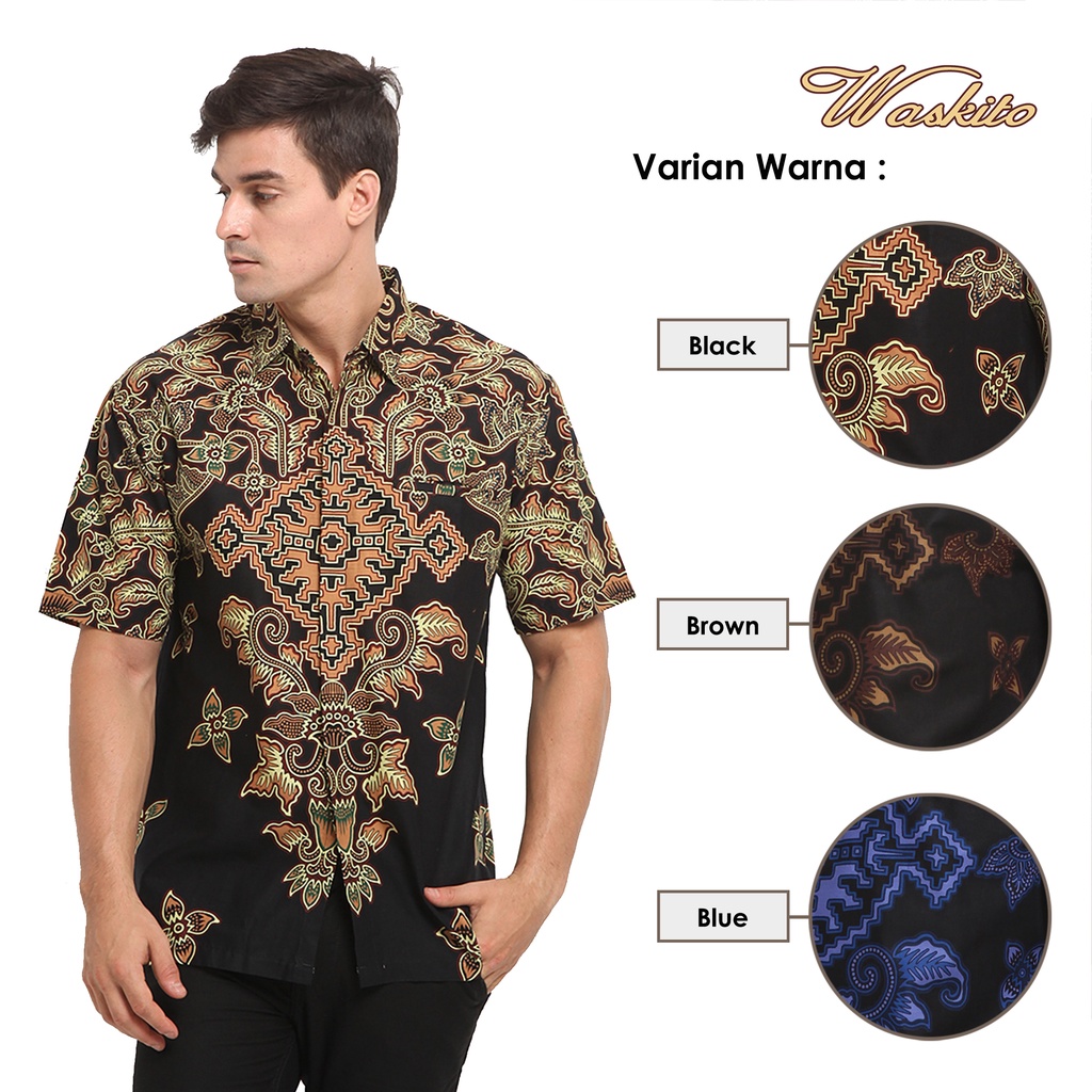 Jual Waskito Hem Batik Katun Lengan Pendek HB LE 1238 | Shopee Indonesia