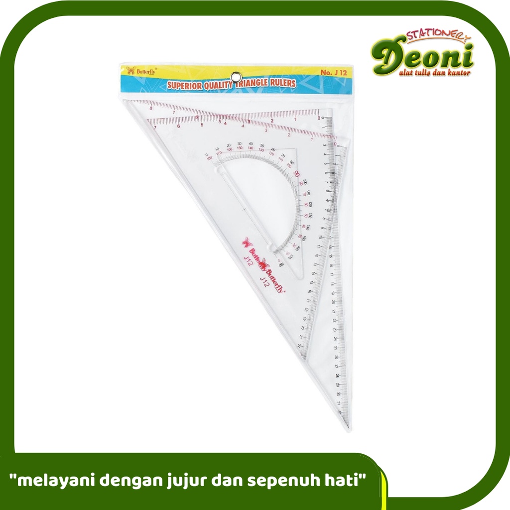 Jual BUTTERFLY J12 Set Penggaris Segitiga Busur No. 12 | Shopee Indonesia