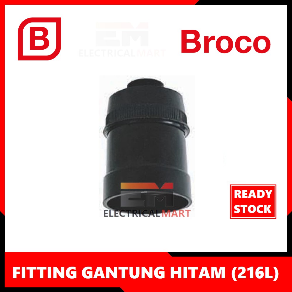 Jual Fitting Gantung Broco Hitam (216L) Pendant Lamp Holder Socket Lampu E27 Black Original ...