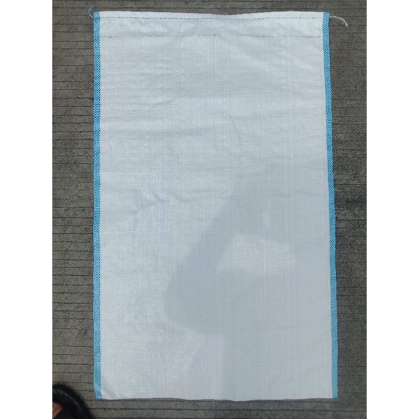 Jual karung plastik zak baru putih strip biru 56x90 cm setara beras 50 ...