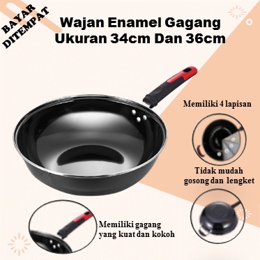 Jual Wajan Enamel Anti Lengket Fry pan gagang penggorengan ukuran besar ...