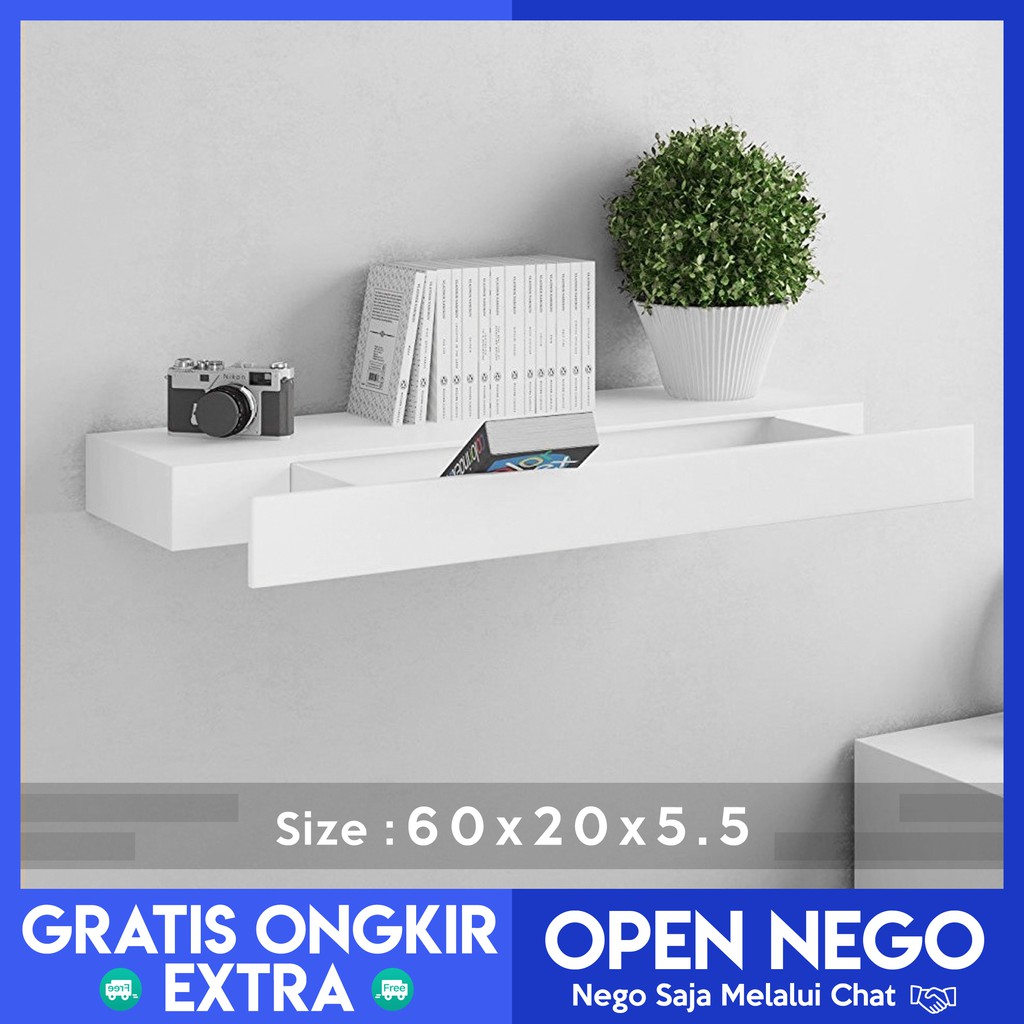 Jual FLOATING SHELVES WOOD DRAWERS / DEKORASI DINDING / RAK BUKU, FRAME ...